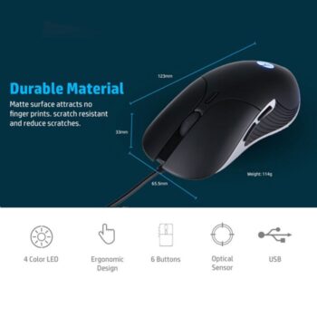 HP M280 USB Wired Gaming Mouse with RGB, DPI Up to 2400, Optical ...