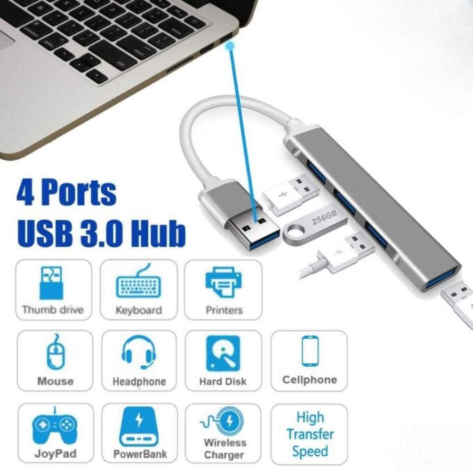 Maro 4-Port USB A 3.0 Hub Adapter Ultra-Slim, High-Speed Data Transfer ...