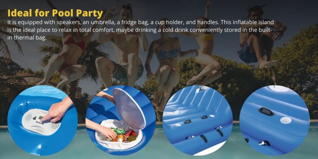Inflatable Floating Island Lounger with Sunshade, Floating Island Pool ...